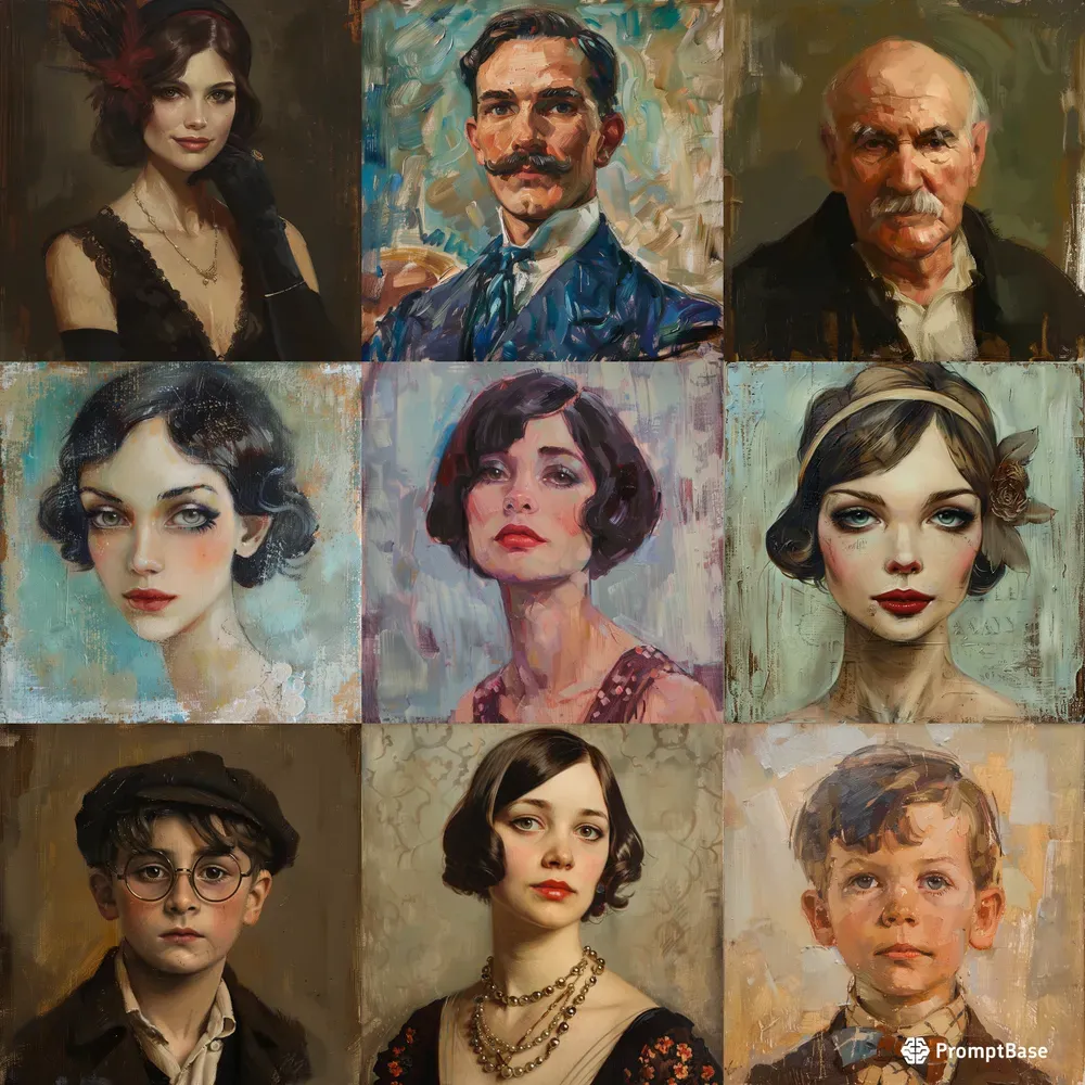 1920s Portrait Art Midjourney Prompt | PromptBase