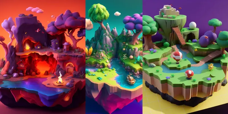 Beautiful 3D Stylized Floating Islands Midjourney Prompt | PromptBase