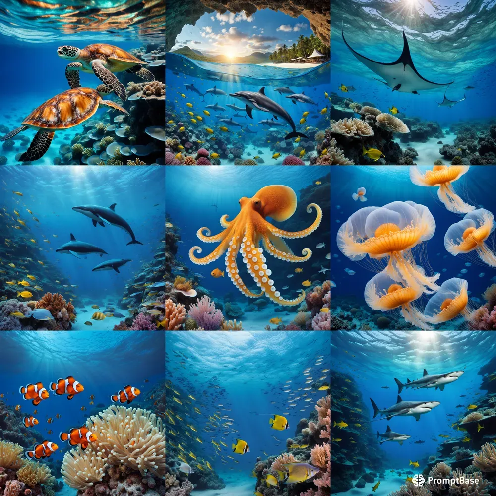 Underwater Marine Life Photos Stable Diffusion Prompt | PromptBase
