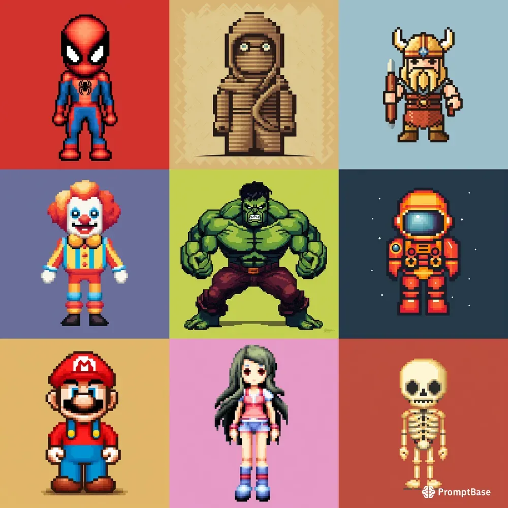 8 Bit Characters Midjourney Prompt | PromptBase