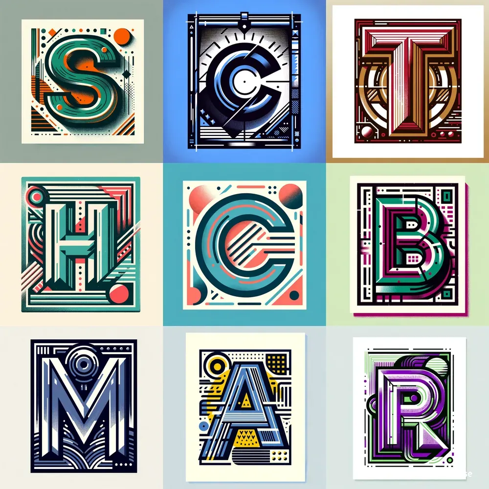 Modern Screen Print Style Letter Logos DALL·E Prompt | PromptBase