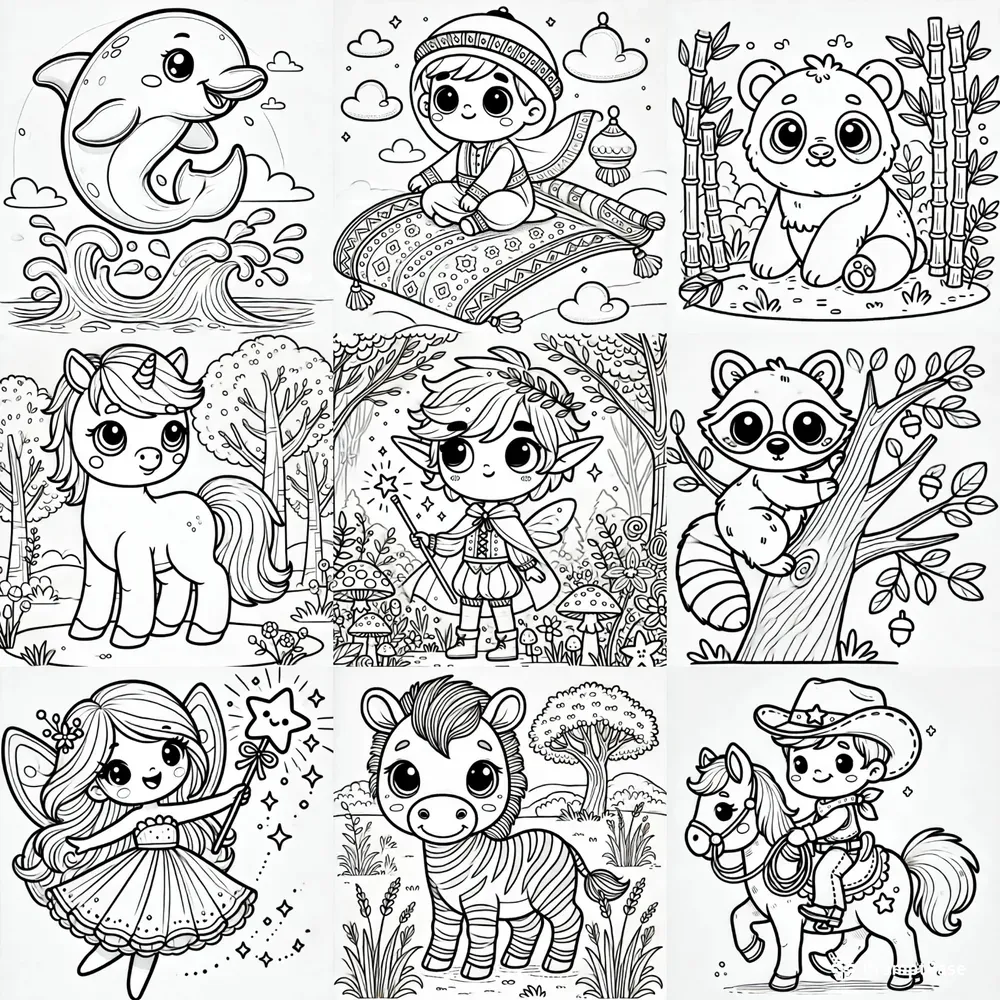 Coloring Book Pictures DALL·E Prompt | PromptBase