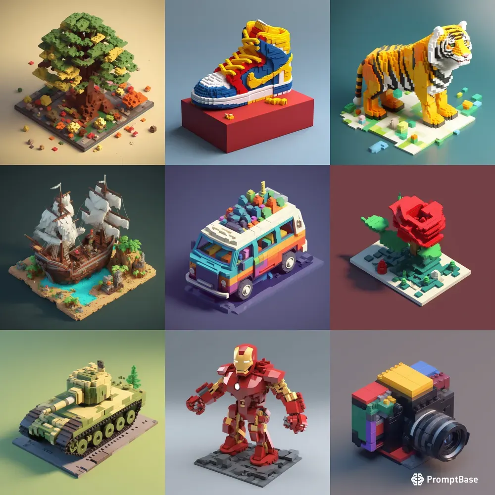 Isometric Figures Made Of Lego Midjourney Prompt | PromptBase