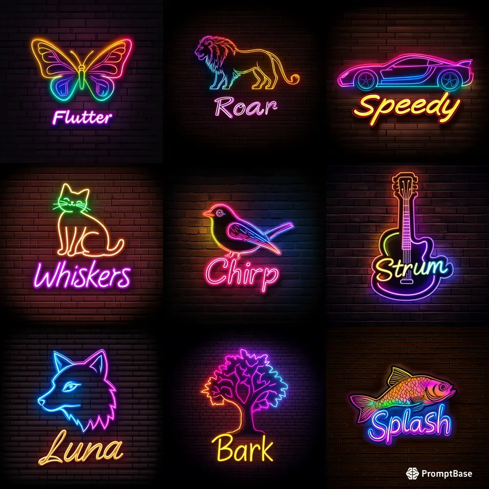 Premium Neon Logo Signs Midjourney Prompt | PromptBase