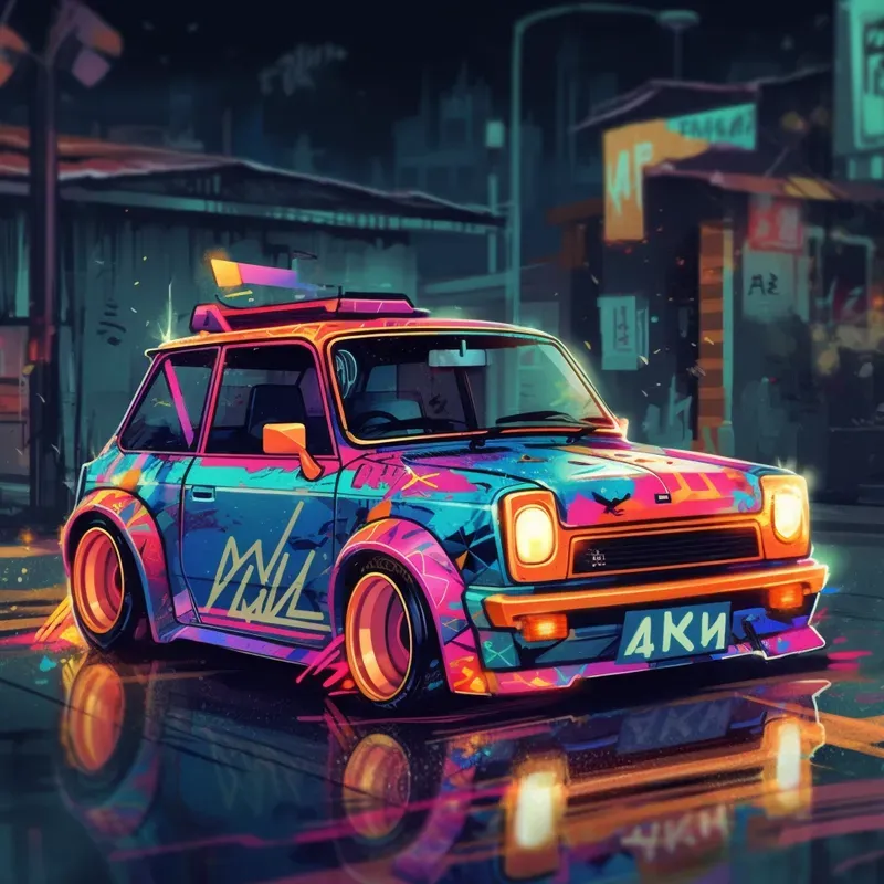 Neon Glowing Wall Art Midjourney Prompt | PromptBase