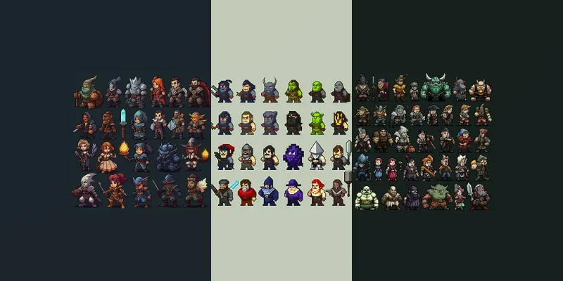 RPG Character And Monster Sprite Sets Midjourney Prompt | PromptBase