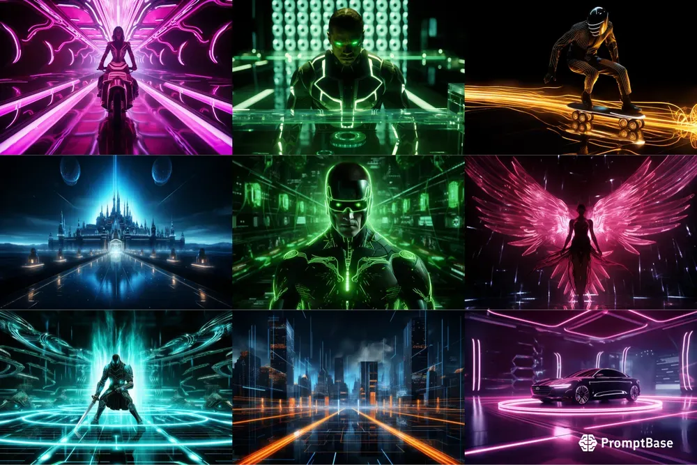 Futuristic Worlds Neon Lights Glowing Art Midjourney Prompt | PromptBase