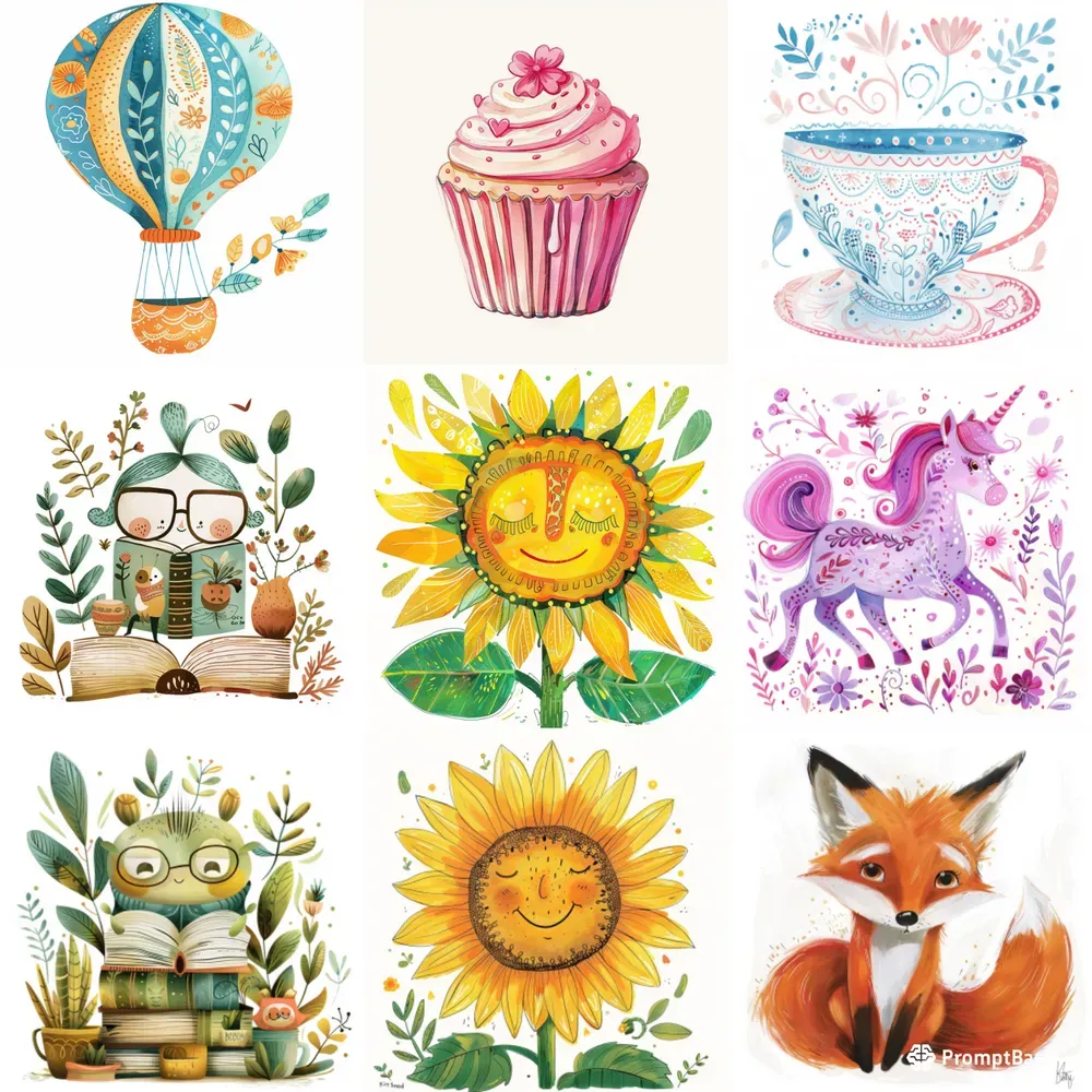 Kawaii Modern Doodle Art Midjourney Prompt | PromptBase