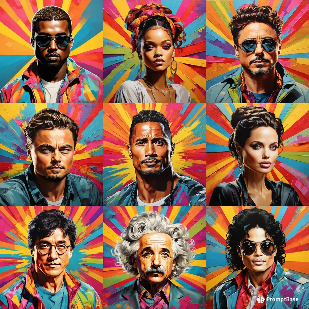 Celebrities Pop Art Posters Leonardo Ai Prompt | PromptBase