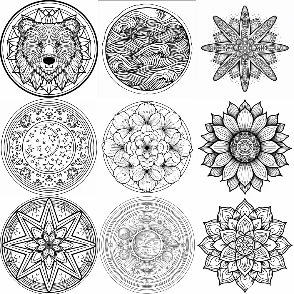 Mandala Magic Lines For Colors Midjourney Prompt | PromptBase