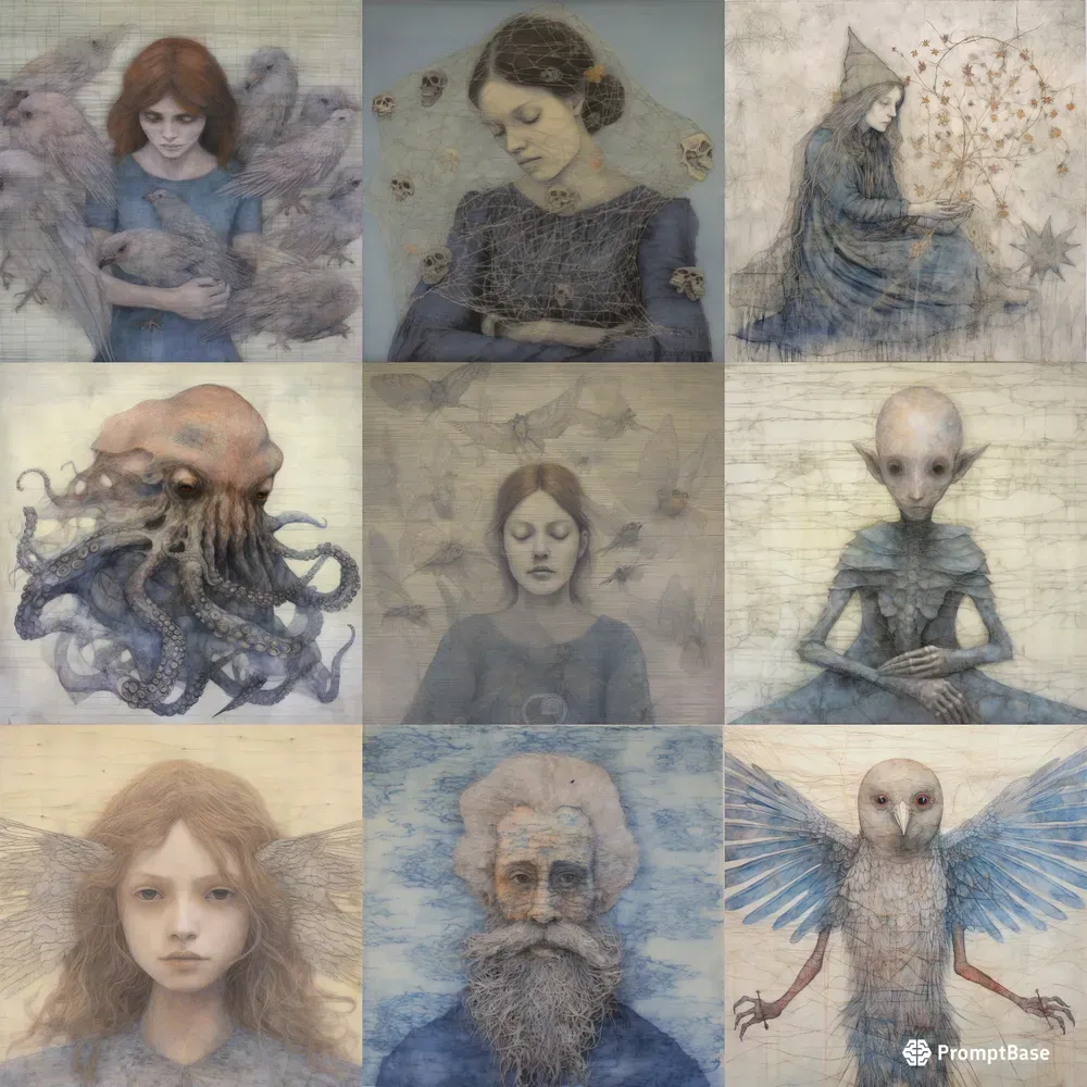 Etching Mythology Art Midjourney Prompt | PromptBase