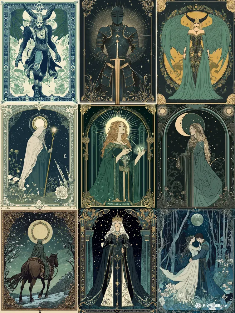 Iconic Tarot Card Posters Designs Midjourney Prompt | PromptBase