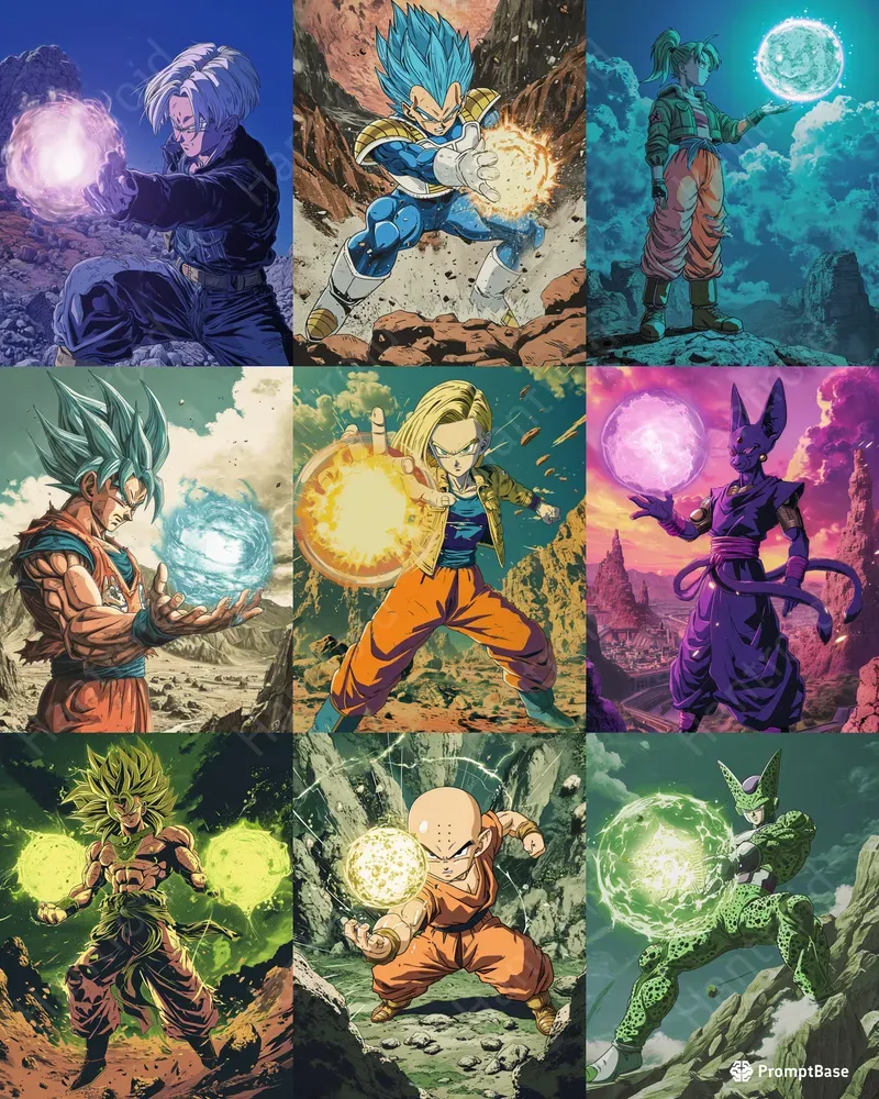 Exclusive Dragon Ball Energy Bursts Midjourney Prompt | PromptBase