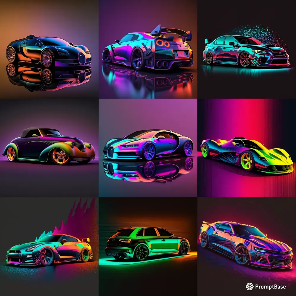 Neon Cars Model Midjourney Prompt | PromptBase