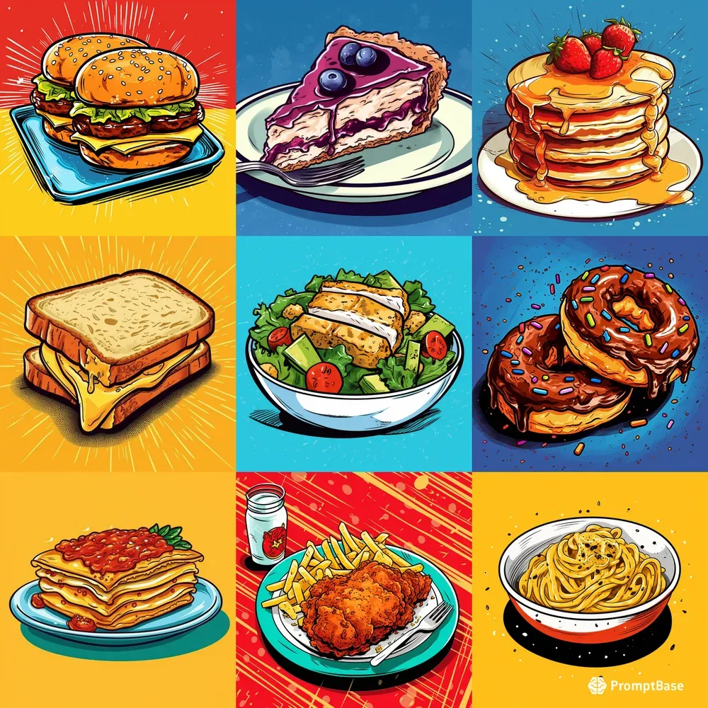 Comic Style Foods Midjourney Prompt | PromptBase