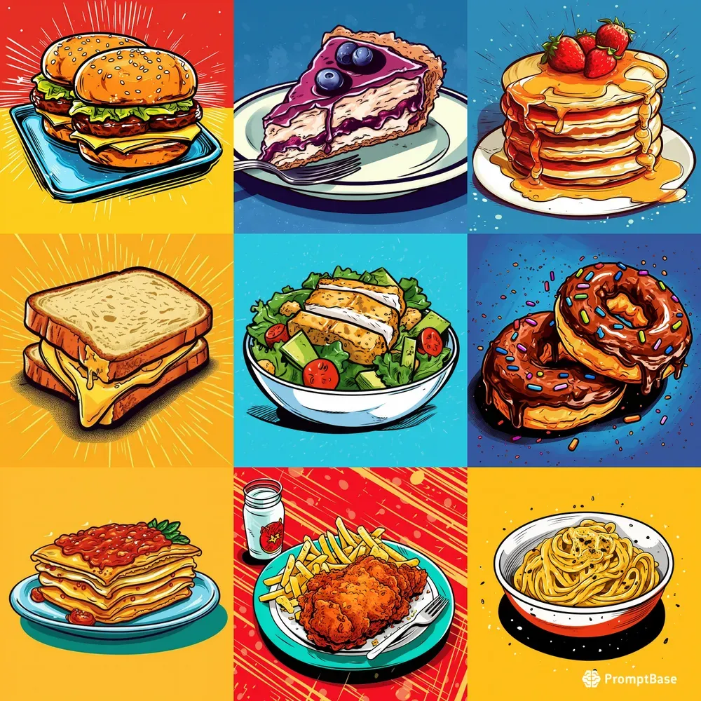 Comic Style Foods Midjourney Prompt | PromptBase