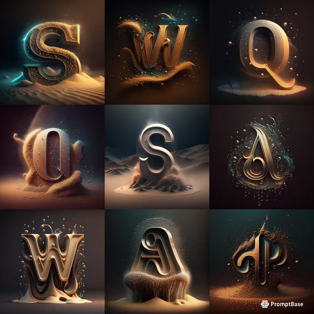 3D Lettering Sand Logos Midjourney Prompt | PromptBase