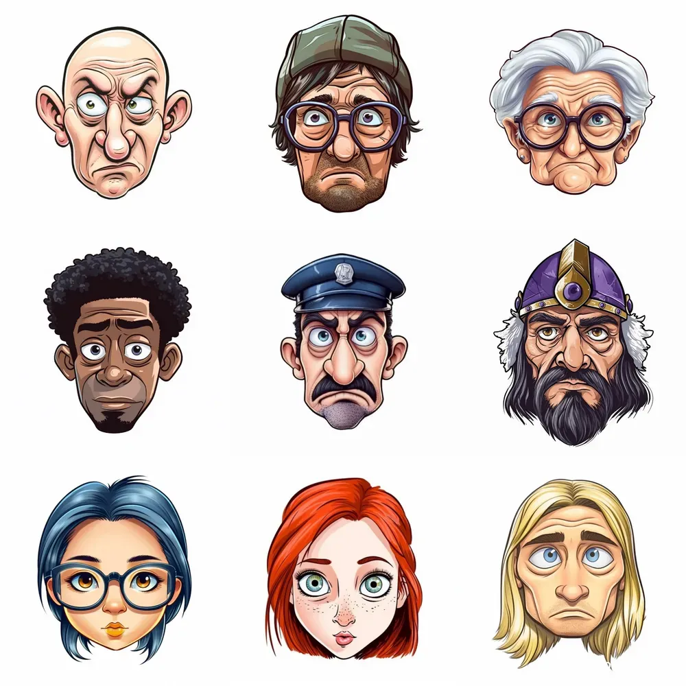 Guess Who Caricature Portraits Midjourney Prompt | PromptBase
