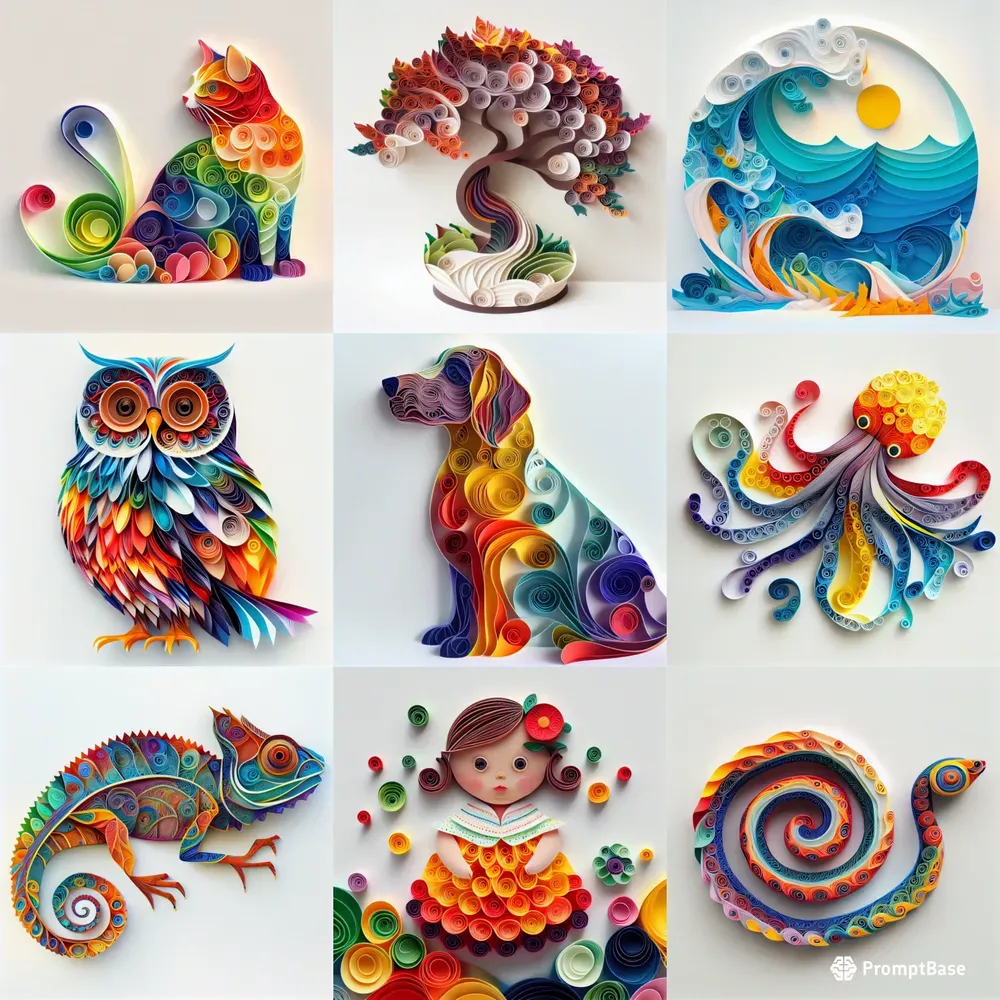 Colorful Quilled Papers Midjourney Prompt | PromptBase