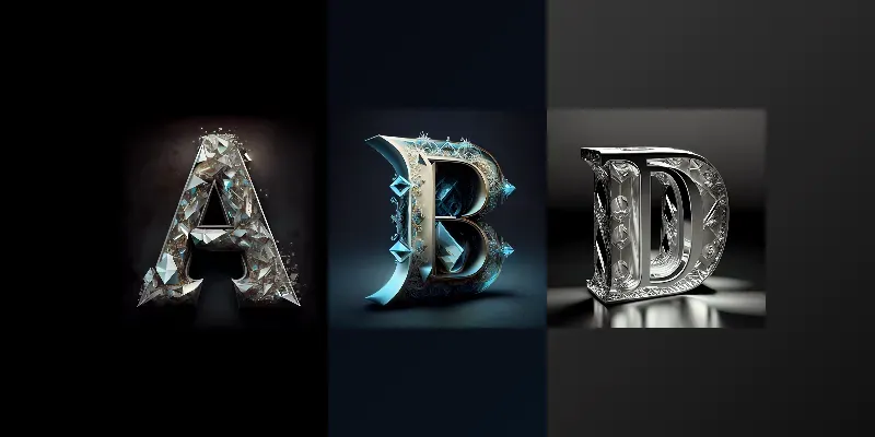 3D Diamond Letter Designs Midjourney Prompt | PromptBase
