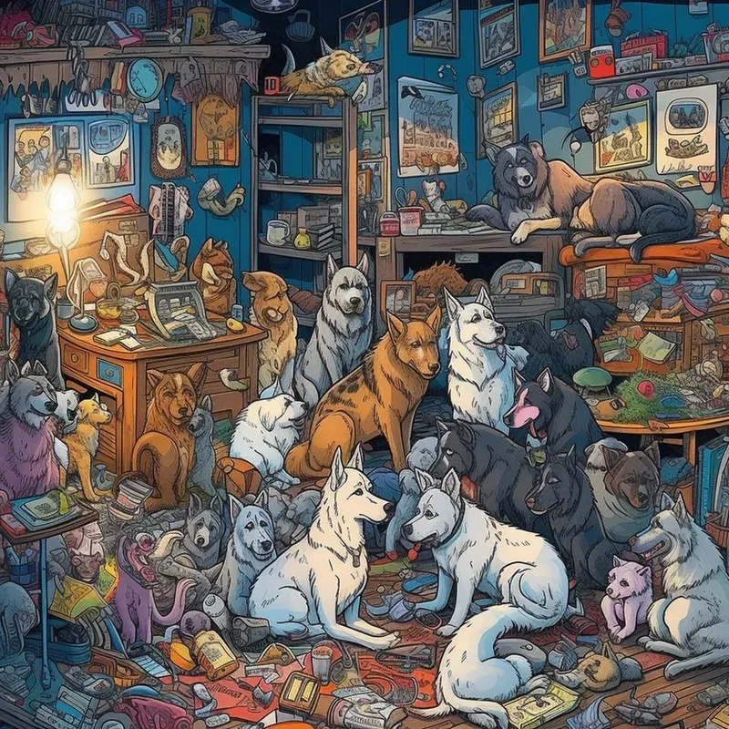 Where Is Wally Style With Animals Midjourney Prompt | PromptBase