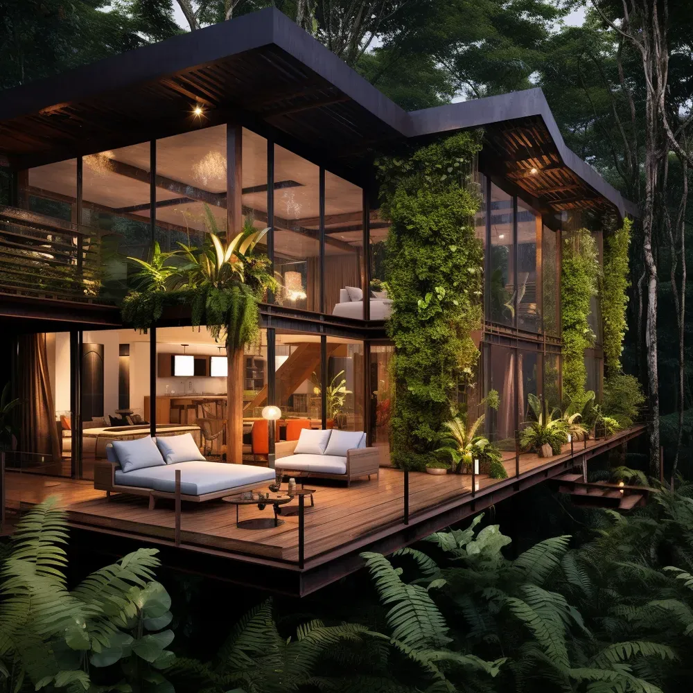 Modern Ecolodge Houses Midjourney Prompt | PromptBase