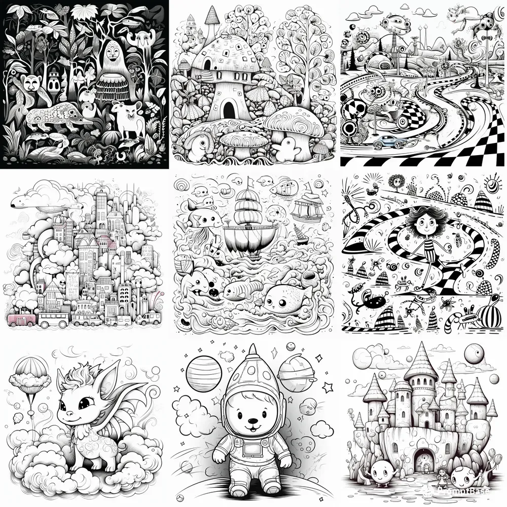 Doodle Art Coloring Books Midjourney Prompt | PromptBase