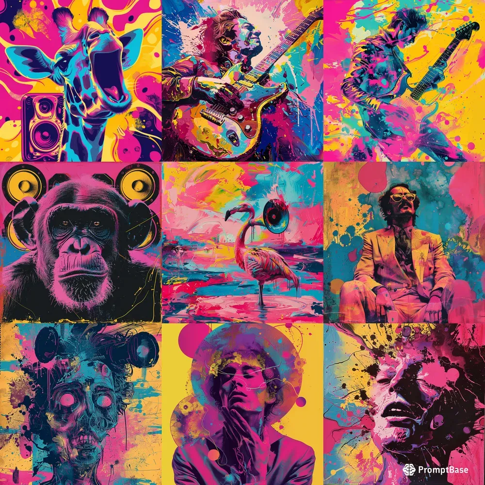 Warhol Surreal Pop Music Album Art Midjourney Prompt | PromptBase