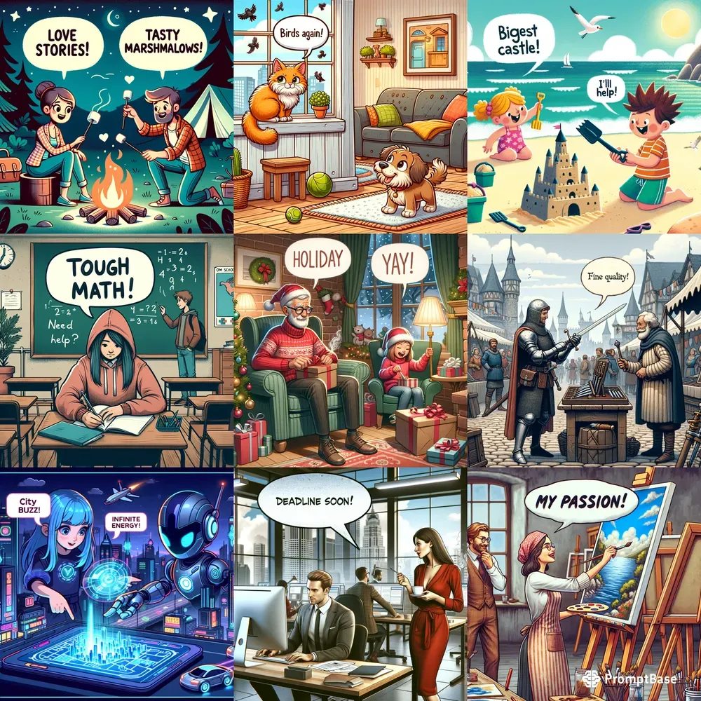 Cute And Engaging Cartoon Scenes DALL·E Prompt | PromptBase