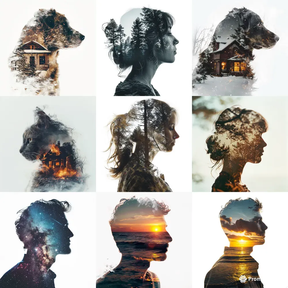 Double Exposure Photos Midjourney Prompt | PromptBase