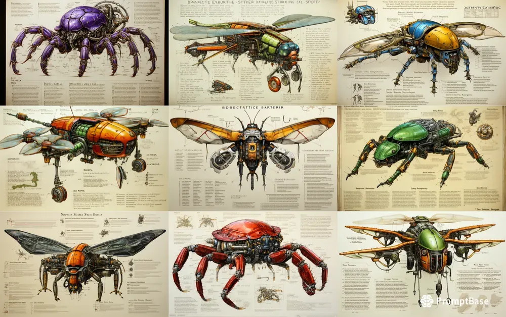 Insect Vehicle Diagrams Midjourney Prompt | PromptBase