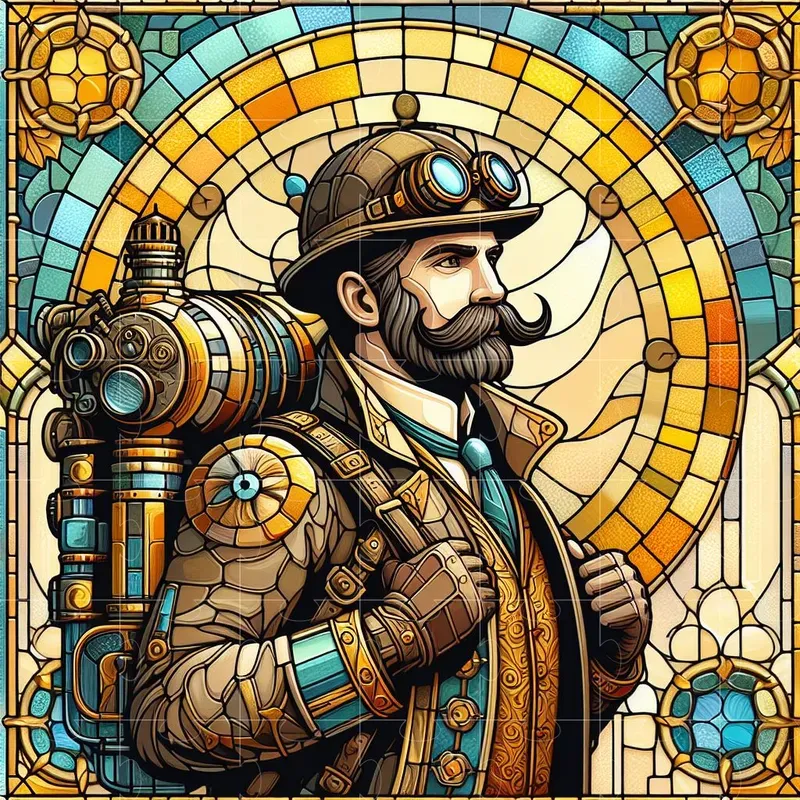 Steampunk Stained Glass DALL·E Prompt | PromptBase