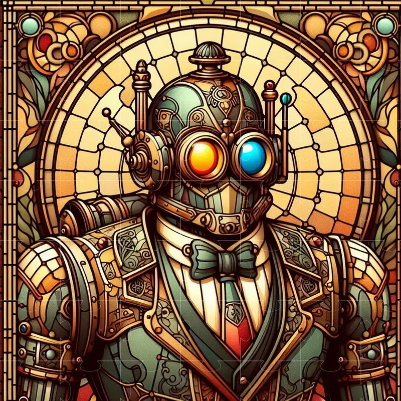 Steampunk Stained Glass DALL·E Prompt | PromptBase