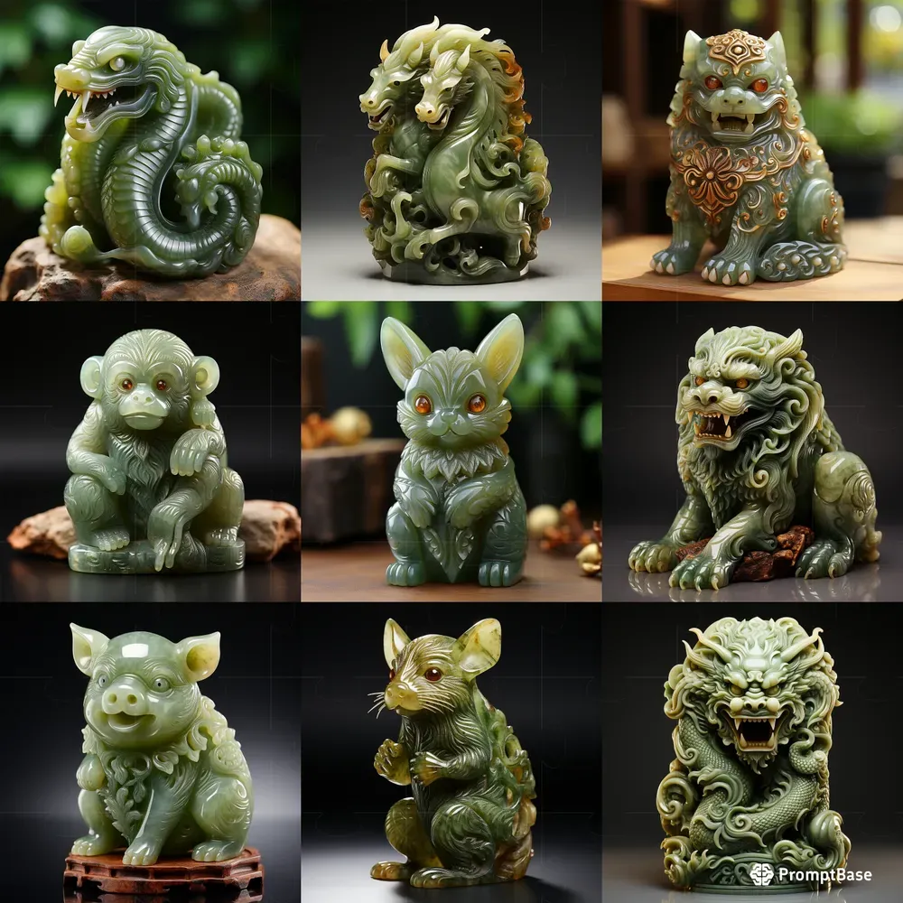 Chinese Jade Sculptures Timeless Elegants Midjourney Prompt | PromptBase
