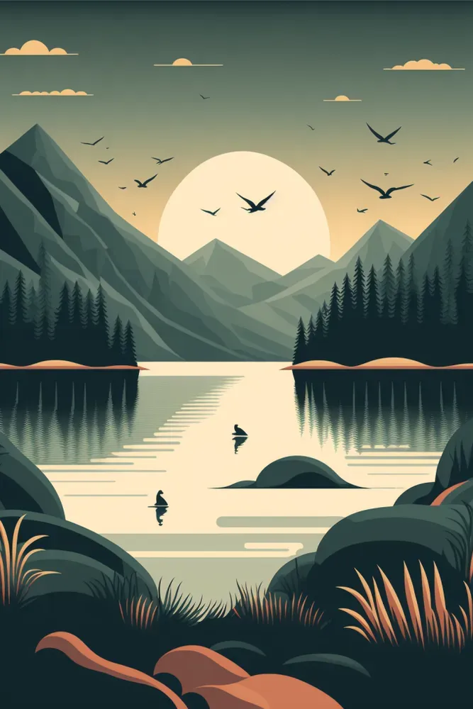 Flat Minimal Landscape Posters Midjourney Prompt | PromptBase