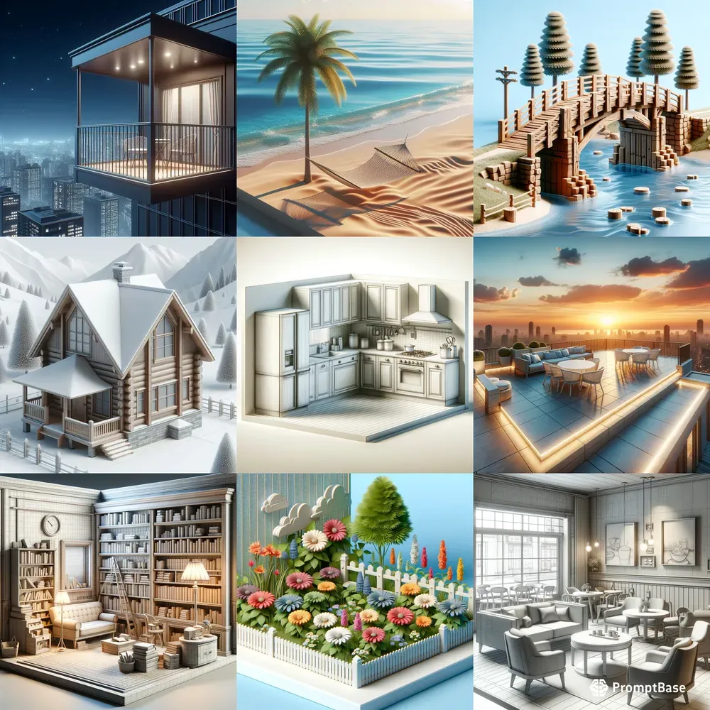 Simple 3D Realism Scenes DALL·E Prompt | PromptBase