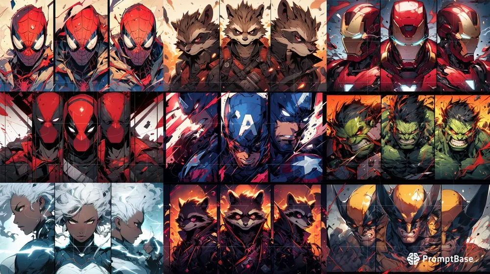 Heroes Or Villain Marvels Split Portraits Midjourney Prompt | PromptBase
