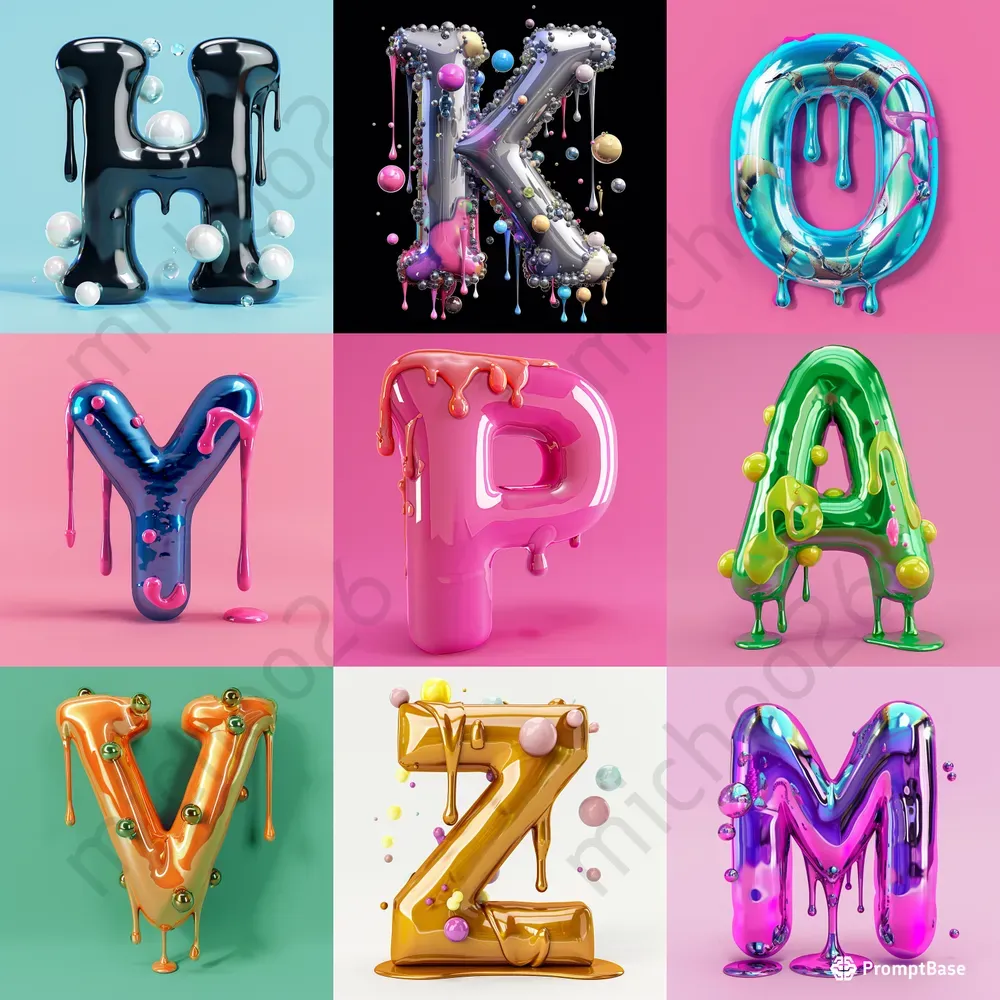 Dripping Paint Effect Color Letters Midjourney Prompt | PromptBase