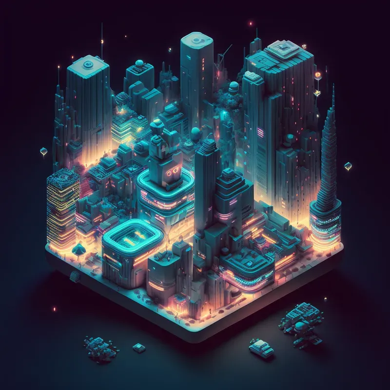 Futuristic Block Cities Midjourney Prompt | PromptBase