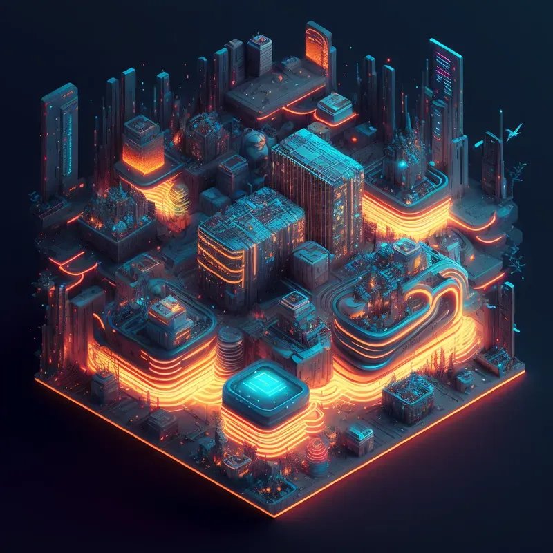 Futuristic Block Cities Midjourney Prompt | PromptBase