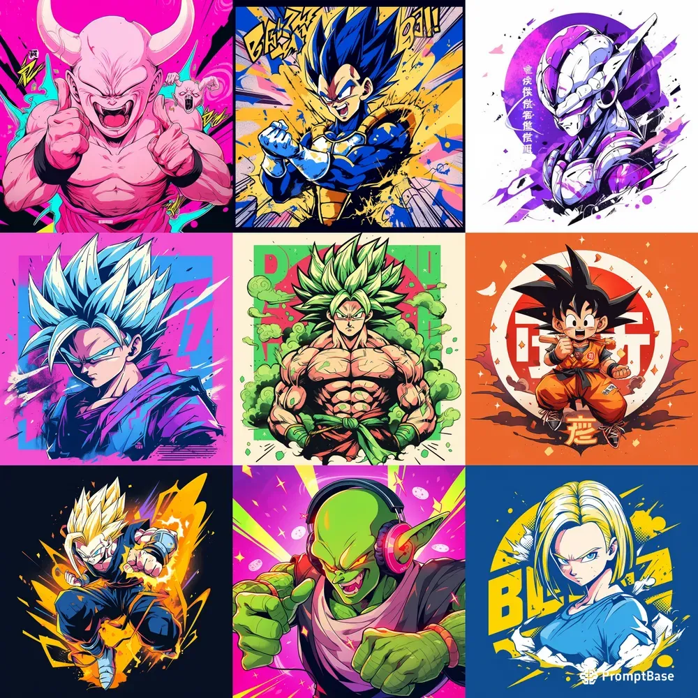 Dbz Tshirt Designs Neo Pop Punk Midjourney Prompt | PromptBase