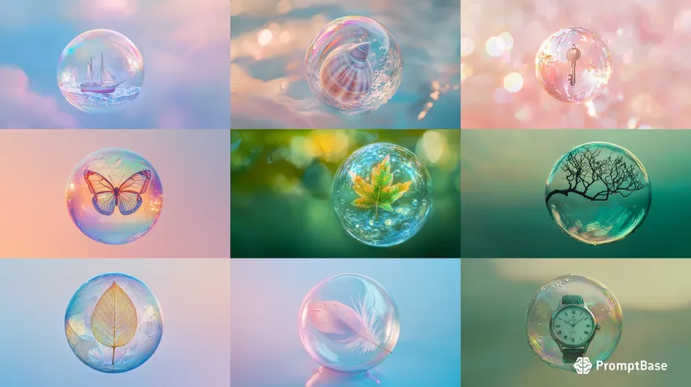 Trapped In Floating Bubbles Midjourney Prompt | PromptBase