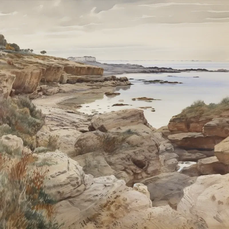 Historic Coastal Landscape Paintings Midjourney Prompt | PromptBase