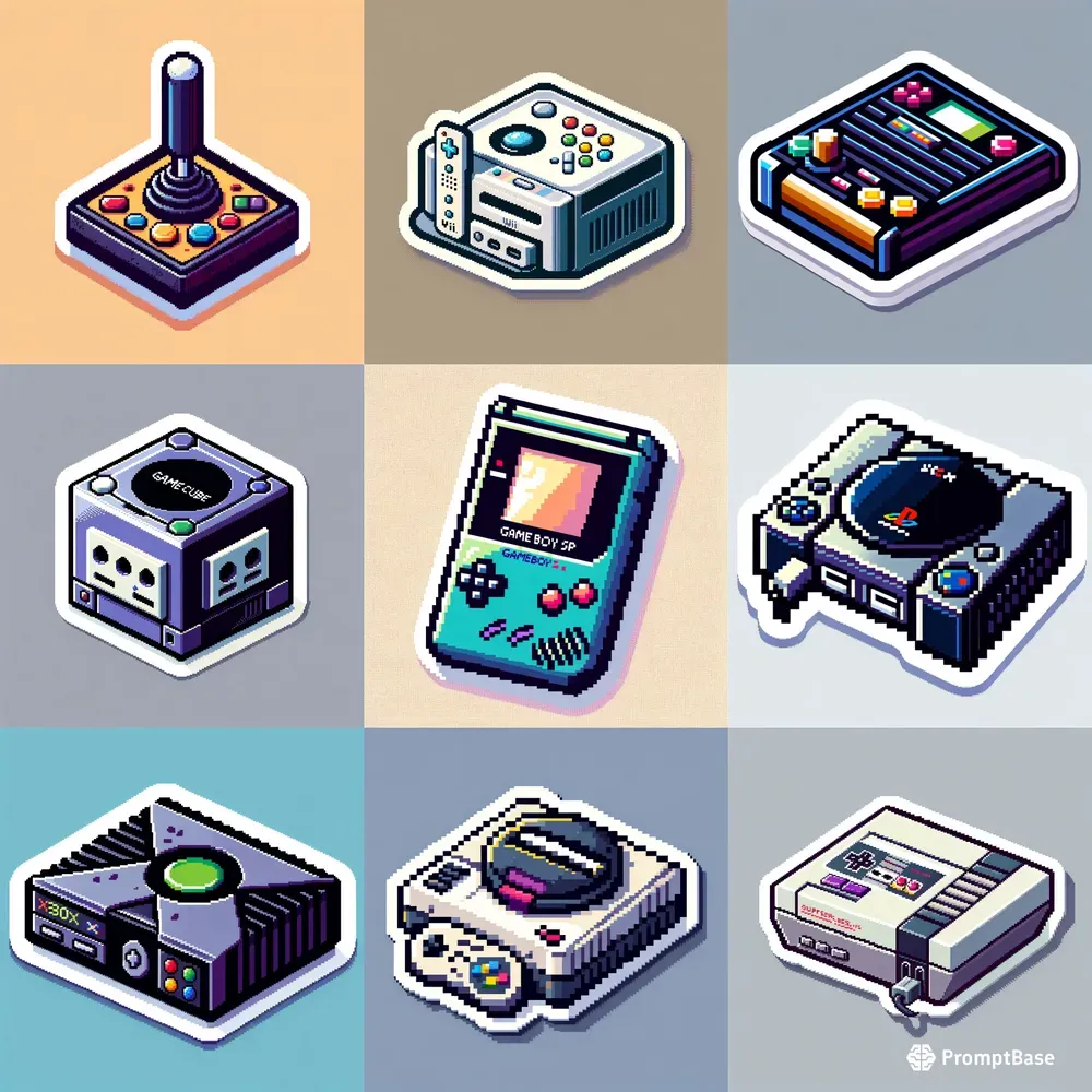 Pixel Retro Game Stickers DALL·E Prompt | PromptBase
