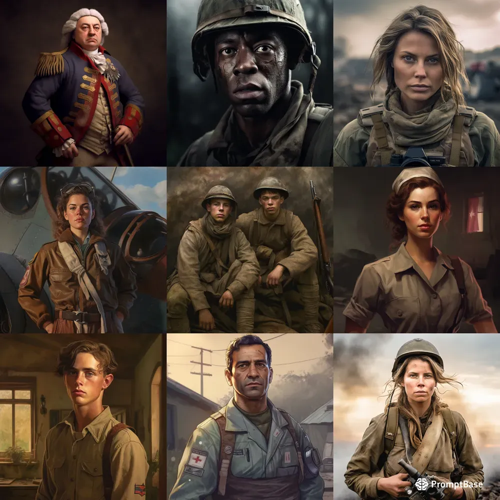 Heroic Portraits Soldiers Stories Midjourney Prompt | PromptBase