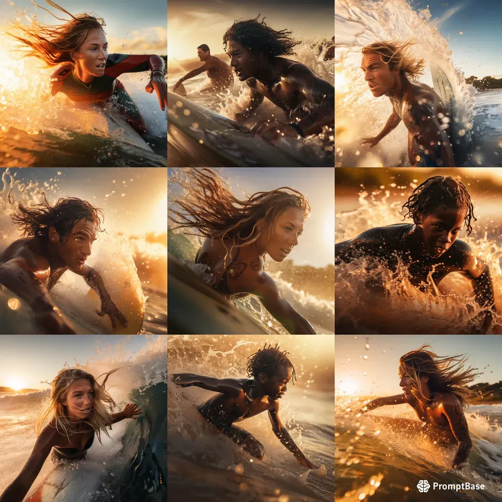 High Speed Surfer Action Photographs Midjourney Prompt | PromptBase