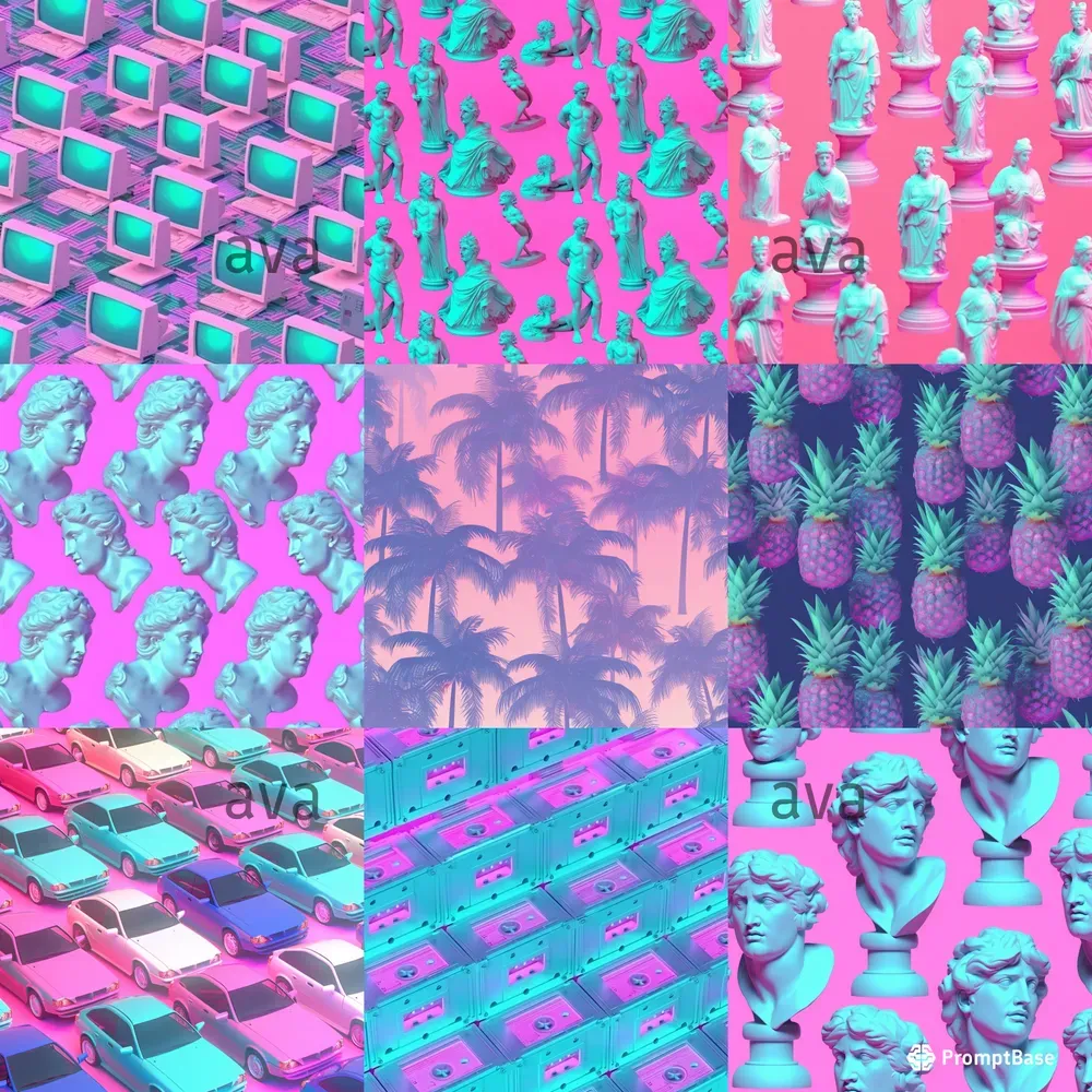 Vaporwave Scrapbooking Patterns Midjourney Prompt | PromptBase
