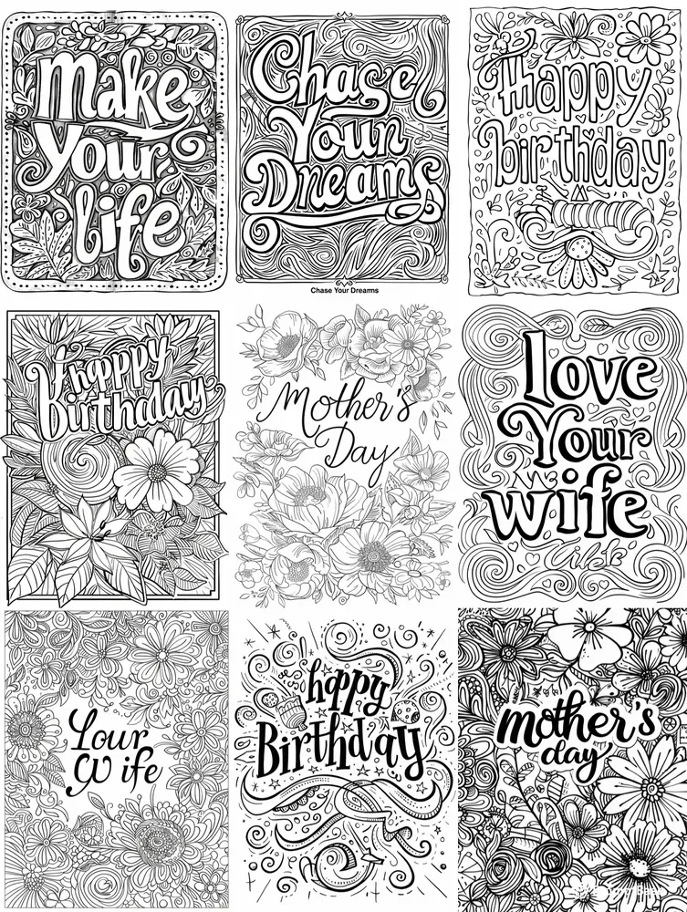 Text Coloring Pages Midjourney Prompt | PromptBase