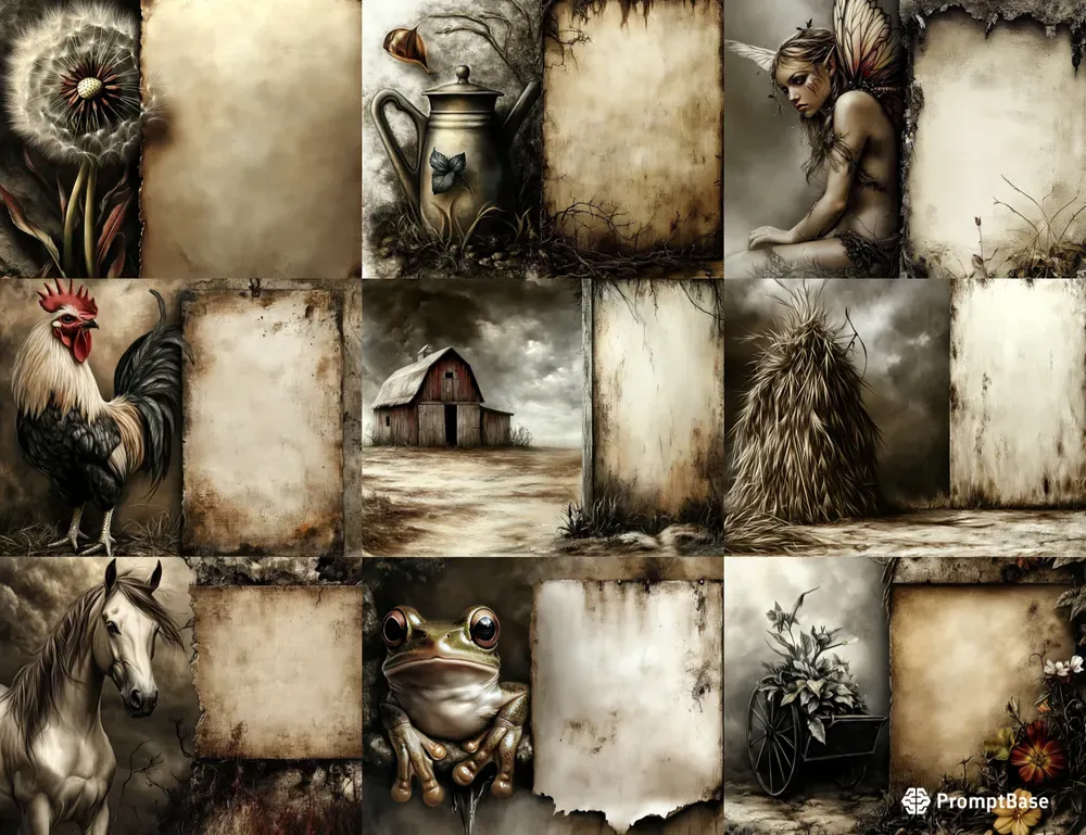 Post Apocalyptic Farm Junk Journal Pages Midjourney Prompt | PromptBase