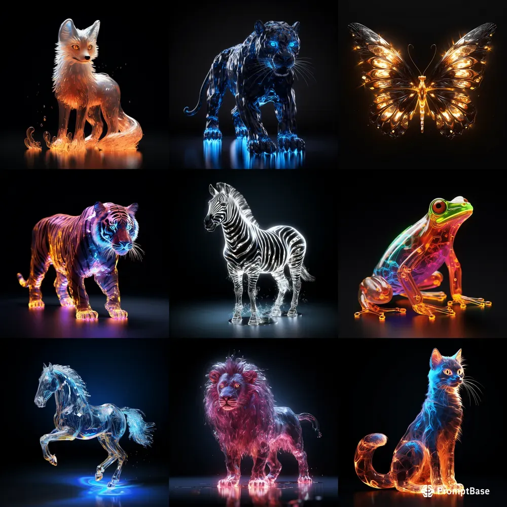 Phosphorescent Animal Sculptures Midjourney Prompt | PromptBase